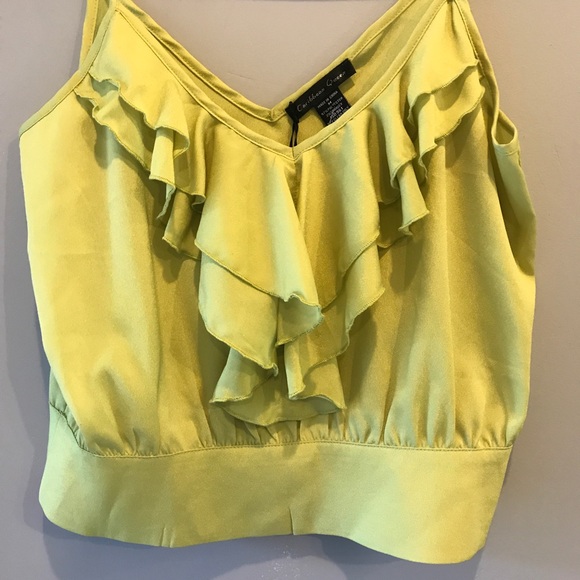 Tops | Lime Green Ruffle Top | Poshmark